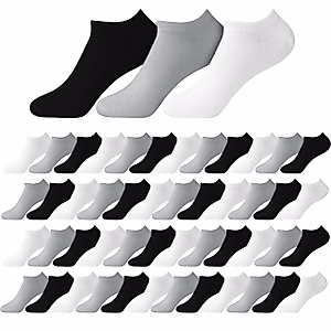 Winterlace 48 Pairs Thin Low Cut Ankle Socks for Men Comfortable Lightweight Breathable Bulk Pack