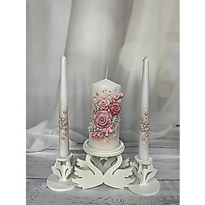 Magik Life Unity Candle Set for Wedding - Wedding Accessories for Reception and Ceremony - Candle Sets - 6 Inch Pillar and 2 10 Inch Tapers - Decorative Pillars Pudra