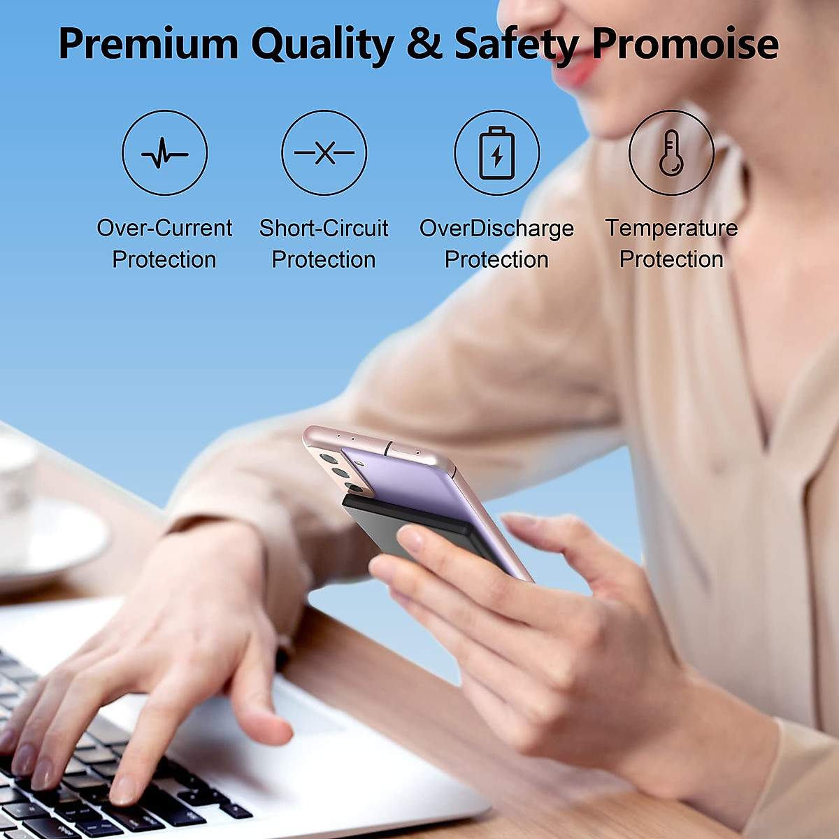 TNTOR Portable Charger with Built-in USB C Cable, 5000mAh Ultra Thin Power Bank Small Battery Pack, Compatible with iPhone 15 USB C Android Phones/Tablet/Camera etc.