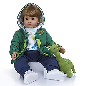 iCradle Realistic Looking 24inch 60cm Reborn Toddler Fridolin Soft Silicone Bebe Doll Reborn Princess Long Hair Doll Toy for Ages 3+ (Boy)