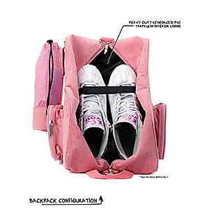 Fydelity Roller Skate Bags for Women Girls Roller Skate Backpack Roller Skate Accessories Ice Skates Kids Ice Skate Bag Rollerskate bag Ice Skating Bag Roller Skating Bag Corduroy Pink