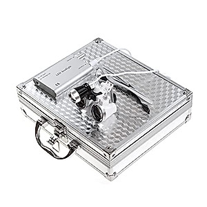 SuperElight 3.5X 420mm Working Distance Surgical Binocular Loupes Optical Glass with LED Head Light Lamp+Aluminum Box Silver