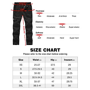 Rdruko Women's Hiking Cargo Pants Lightweight Water-Resistant Quick Dry UPF 50+ Travel Work Pants Zipper Pockets Black Large