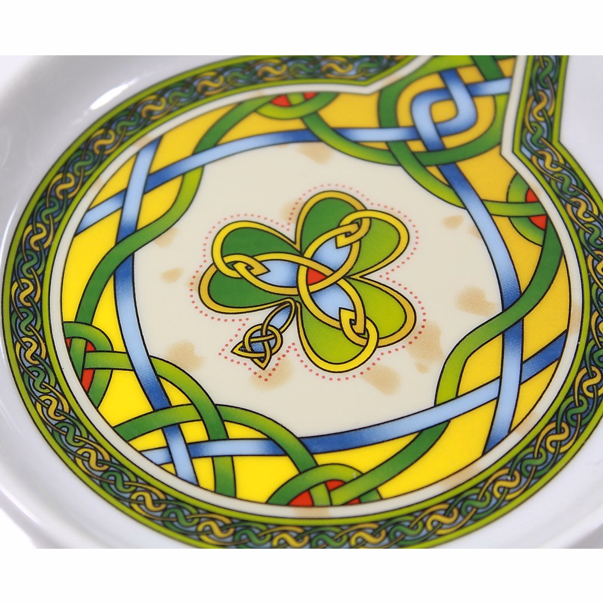 Irish Weave Ceramic Spoon Rest With Celtic And Shamrock Design, 230Mm X 75Mm