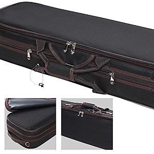 MI&VI NF-5003 Super Lightweight 3.6lb Sturdy Violin Travel Case 4/4 (Full Size) With Reflective Safety Strips | Hygrometer | Adjustable Shoulder Straps | Hard-Shell | High-Density Foam - MIVI Music