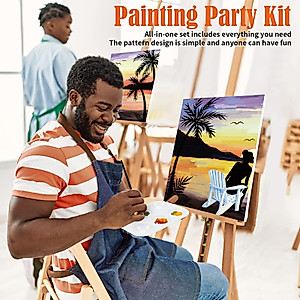 Nuberlic 2 Pack Pre Drawn Canvas for Painting Sip and Paint for Adult's Couple's Date Night Paint and Sip Kit for Outdoor Party Favor Supplies,Valentine's Day Gift(8x10)