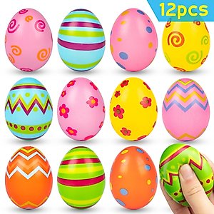 CPPSLEE 12 PCS Easter Eggs Squishies Toys, Easter Basket Stuffers, Squishy Toys for Kids, Slow Rising Squishy Stress Relief Easter Eggs, Easter Egg Hunts Party Favors