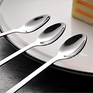 ekqw015l 1 Piece Cute Cat Spoon Long Handle Spoons Flatware Drinking Tools Kitchen Gadget |Baby Stainless Steel Dessert Cake Coffee Spoon Cutlery– Teaspoons,Coffee spoons Soup Spoons Silver