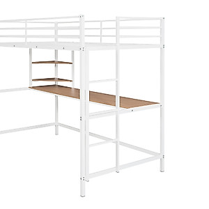 NicBex Small Bunk Bed Twin Loft Bed Loft Bed with Desk Bed with Desk and Storage Loft Bed Full Size Strong and Sturdy Suitable for Families with Many Children or Few Rooms, White