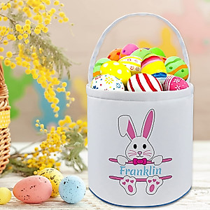 Personalized Easter Basket for Kids Boys Girls with Name Custom Buny Easter Baskets with Handle Eggs Candy Gift Bags Toy Storage Basket-Design 16
