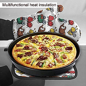 HENGE Insect Oven Mitts and Pot Holders Sets of 2,Resistant Hot Pads,Flexible Cooking Oven Gloves for Microwave BBQ Cooking Baking Grilling