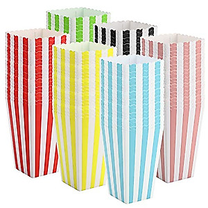 Bekith 120 Pack Movie Party Popcorn Boxes, Colorful Striped Popcorn Boxes, Small Paper Popcorn Containers Great for Home Movie Theater Carnival Party