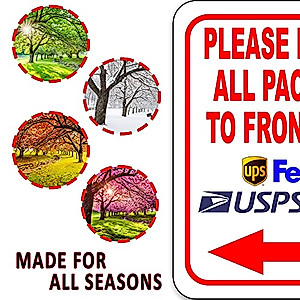 Please Deliver All Packages to Front Door Left Arrow Delivery Sign for Delivery Driver - Delivery Instructions for My Packages from Amazon, FedEx, USPS, UPS, Indoor Outdoor Signs for Home - 8.5"x10"