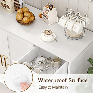 HOSTACK 55" Modern Sideboard Buffet Cabinet with Storage, Large Kitchen Buffet Storage Cabinet with Drawers and Shelves, Wood Coffee Bar Cabinet with Gold Handles for Kitchen, Living Room, White