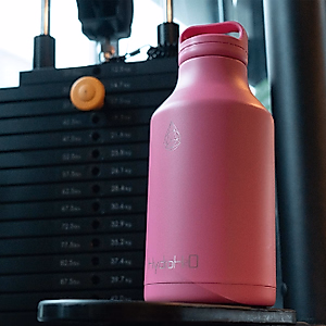 HYDRO H2O 64oz Stainless Steel Water Bottle, 1/2 gallon Vacuum Insulated Durable Jug, BPA-Free Metal Flask,Lightweight Double Wall Large Thermos for camping,sports,Gym, (Half Gallon Pink)