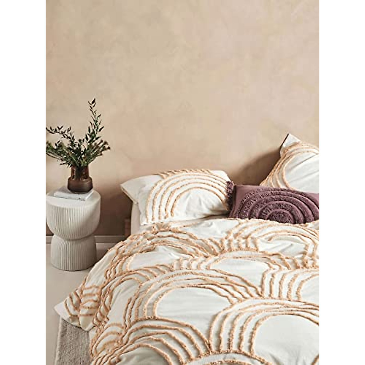3 Piece Tufted Cotton Duvet Cover Set, Boho Bedding Queen King Comforter Cover with Pillowcases by Craft Aura (Full/Double 80x90 Inches)