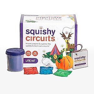 Squishy Circuits Lite Electric Circuit Kit for Kids – Beginner Circuit Kit w/Conductive Dough – Classroom Supplies to Make Creation Light Up, Beep - Gift for Kids 8+ Yrs