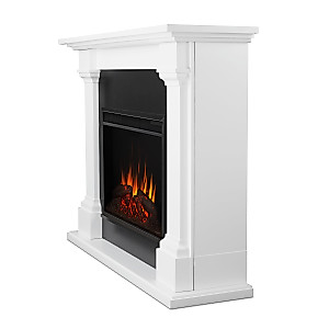 Real Flame Callaway Grand Electric Fireplace, Free-Standing with Mantel & Real Wood Finish