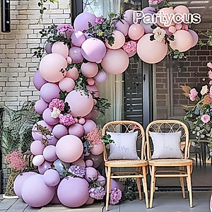 Partycus Pink Purple Balloon Garland Double Stuffed Lavender Party Balloon Macaron Light Pink Latex Pastel Balloons Arch Kit for Birthday Baby Shower Wedding Engagement Princess Party Decoration…