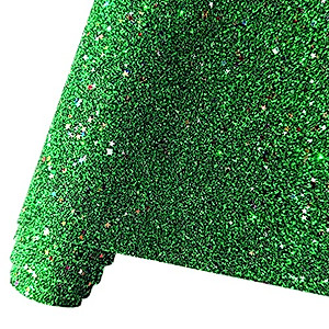 HYANG Christmas Green PU Faux Leather Sheets 1 Roll 12"X53"(30cmX135cm), Faux Leather Very Suitable for Crafts Making Leather Earrings, Bows, Handbag ，Sewing (Glitter)