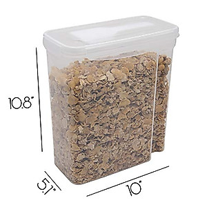 Kitchen Details Cereal Container with Scooper | Large | Airtight | Food Tin | Keeps Fresh | Kitchen & Pantry Storage Organizers | Clear