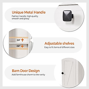 ANWBROAD Farmhouse Make up Vanity Desk with Mirror and Lights 43" Vanity Set with Power Outlet 3 Lighting Colors Adjustable Vanity Table 6 Drawers Storage Shelves Cabinets Stool Bedroom White UBDT60W