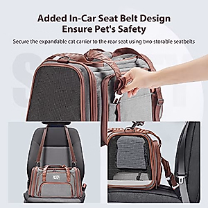 Expandable Cat Carrier, Pet Carrier Airline Approved 2 Sides Expandable Pet Carrier with Removable Fleece Pad, Large Cat Carrier TSA Approved Pet Carrier for Cats Dogs and Small Animals - Grey