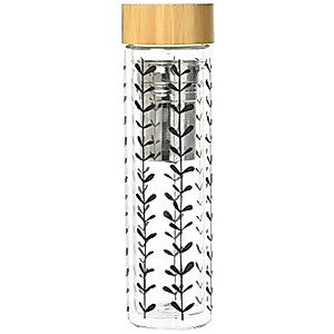 Pinky Up Blair Leaf Patterned Glass Travel Infuser Mug Set of 1