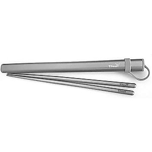 Titanium (TI) Super Strong Lightweight Professional Chopsticks Drawstring Breathable Storage Bag - Please select style - By TitanOwl (9" with Aluminum Case)