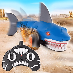 Rugged Racers Animal Racer Remote Control Cars – Monster Truck RC Toys for Kids – Shark –Big Wheels Racing All Terrain Vehicle - Sweeping Tail and 360-Degree Spin – Ideal for Toddlers, Boys and Girls