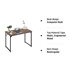 Computer Desk,39/47 inches Home Office Desk Writing Study Table Modern Simple Style PC Desk with Metal Frame (Brown, 39 inch)