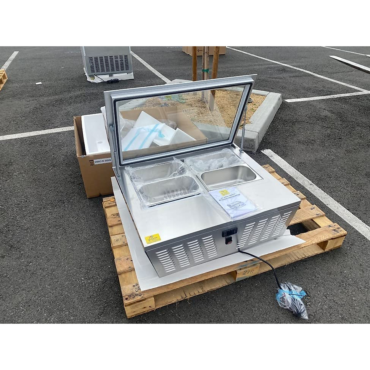 Gelato Freezer Display Case Dipping Cabinet Pan Ice cream Countertop White Frame 4 Pan DW-67L