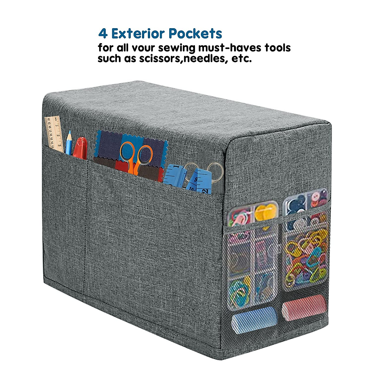 Boczif Sewing Machine Cover, Protective Cover with Essentials Storage Pockets, Sewing Machine Cover Dust Cover Compatible with Most Standard Singer Brother Machines and Accessories