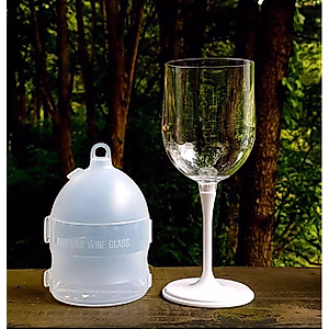 BOSO Portable Collapsible Wine Glass-Unbreakable, Shatterproof Clear Plastic Wine Glass-BPA FREE, Dishwasher Safe, Detachable Stem Wine Cup-Perfect Camping, , and Travel (white color), D8.0*H11.0CM