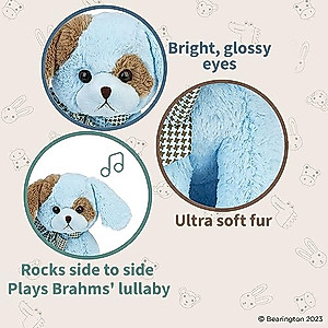 Bearington Baby Waggles Lullaby, Animated Musical Puppy Dog (Blue) 13"