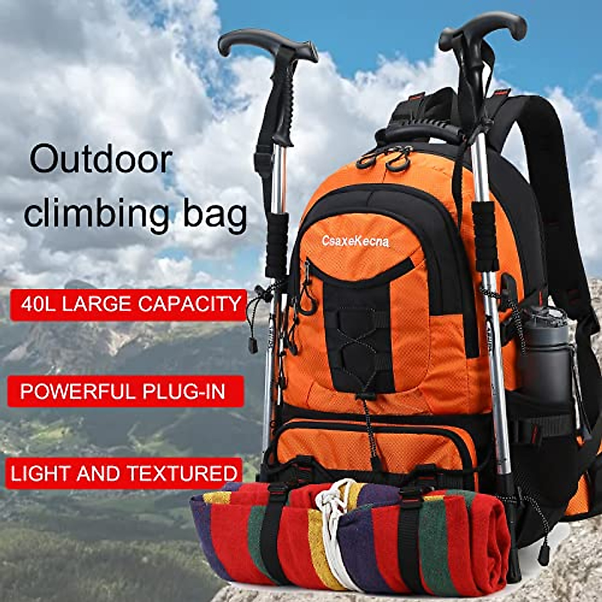 YANIMENGNU Traveling Backpack 40L Waterproof and Light Outdoor Hiking, Men's and Women's Camping Backpack