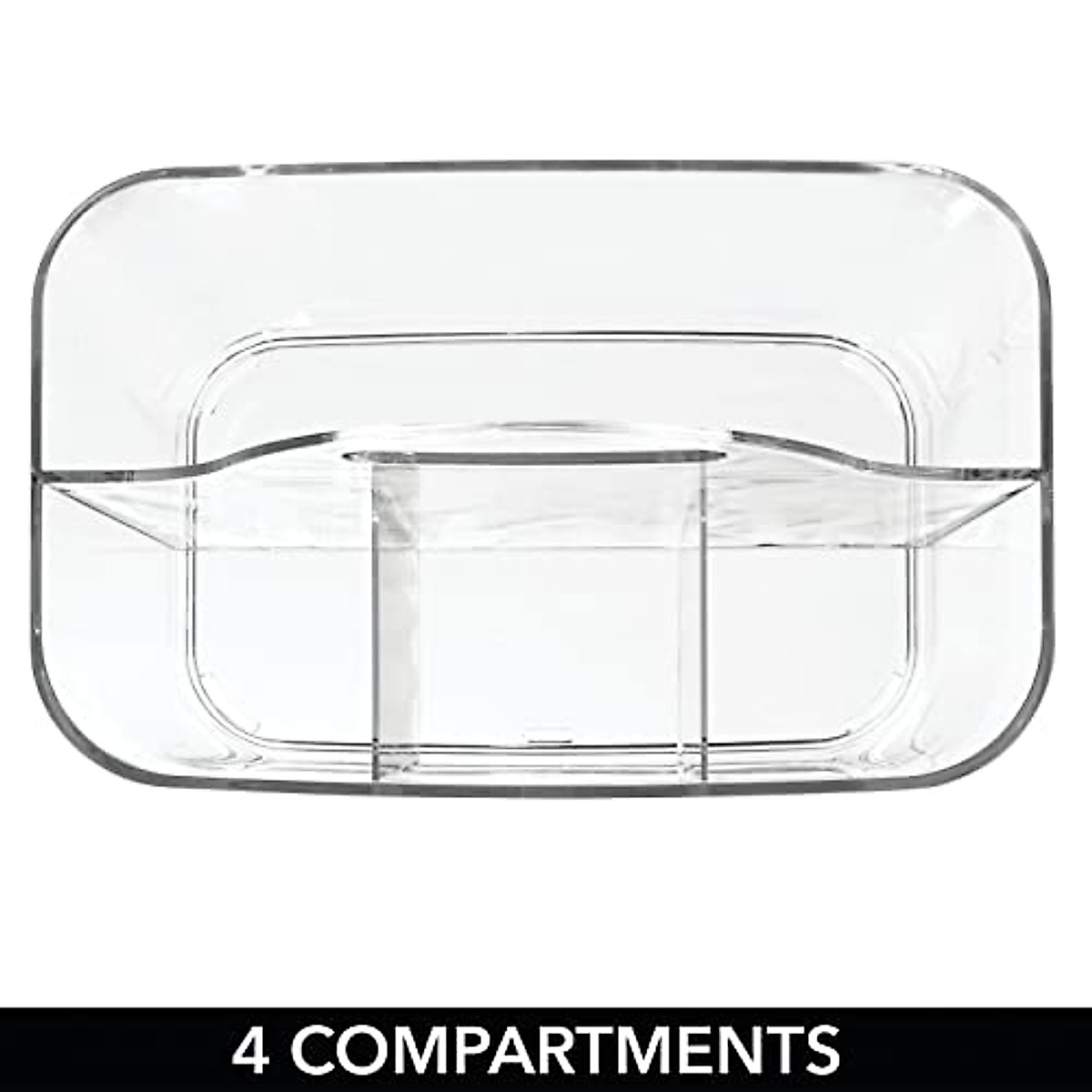 mDesign Plastic Portable Craft Storage Organizer Caddy Tote, Divided Basket Bin with Handle for Crafts, Sewing, Art Supplies - Holds Brushes, Colored Pencils - Lumiere Collection - 2 Pack - Clear
