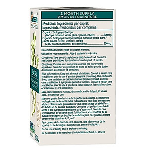 Himalaya Organic Bacopa Monnieri Nootropic Herbal Supplement, Supports Calm, Memory, Cognition, USDA Certified Organic, Non-GMO, 750 mg, 60 Plant-Based Caplets, 60 Day Supply