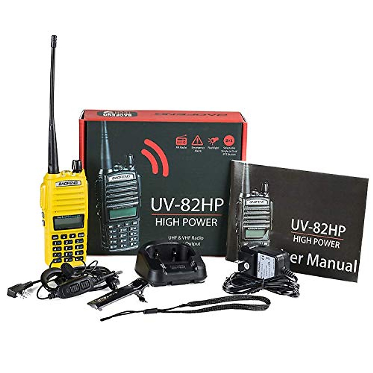 BaoFeng UV-82HP (Yellow) High Power Dual Band Radio: 136-174mhz (VHF) 400-520mhz (UHF) Portable Two-Way