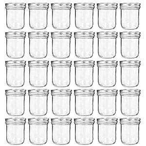 Accguan 6oz / 180ml Mason Jars Glass Jelly Jars, Canning Jars With Regular Lids, Ideal for Honey,Jam,Wedding Favors,Shower Favors, 30 Pack