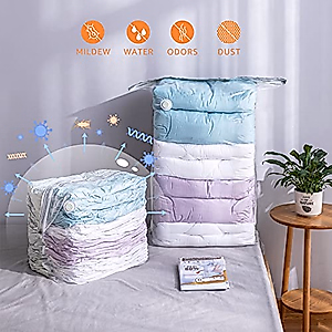 Cube Vacuum Storage Bags Space Saver Vacuum Seal Bags Large Compressed Vacuum Bags for Comforters, Blanket, Clothes, Bedding, Sheet, Pillow, Closet Organizers (3 Medium, 3 Large)