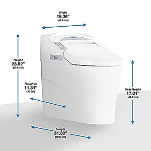 OVE Decors Yosemite Smart Toilet with Integrated Bidet Seat, Heated Seat with Auto Flush and Warm Water and Multi Function Remote Control, White