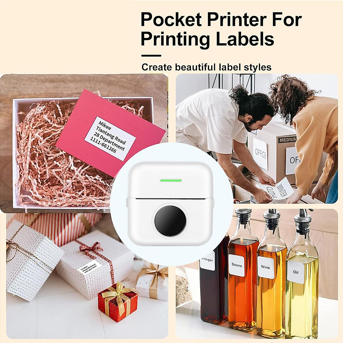 10Pcs Mini Printer Paper, 57 x 25 mm 5 Rolls Self Adhesive Thermal Paper Printable Sticker Paper and 5 Rolls White Printing Paper for Pocket Thermal Printer