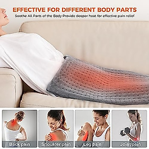 NOWWISH Heating Pad for Back Pain & Cramps Relief, Moist Heat Electric Heating Pads with Auto Shut Off, Christmas Birthday Gifts for Women Men, 12 "x 24 Gray