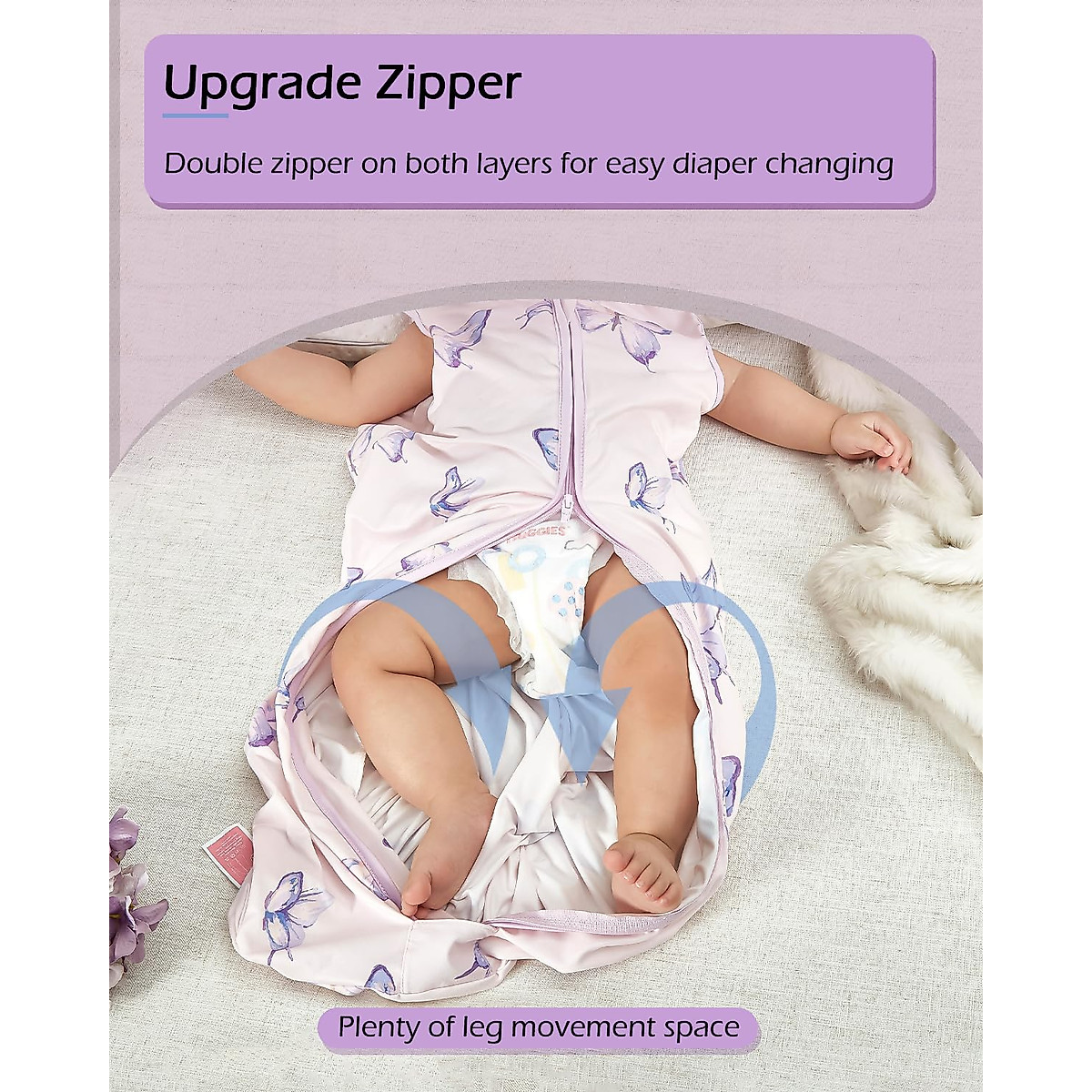 CocoCradle Baby Sleep Sacks Unisex Toddlers' Sleep Wearable Blanket Sleeping Bags, 2-Way Safe Zippers Sleepsack 0.5TOG for Babies | S
