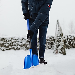 YOHEER Aluminum Utility Shovel, 3 Sections Detachable Snow Shovel Perfect for Autocross , Camping and Other Outdoor Activities (Blue)