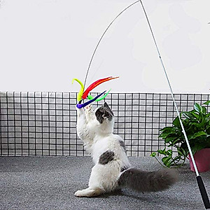 M JJYPET Cat Wand Toy Replacement Refill,10 Packs Cat Worm Toy,Assorted Teaser Refills with Bell for Cat,Kitten