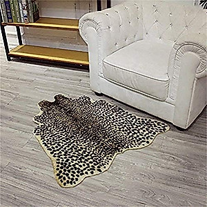 Leopard Print Rug,Faux Cowhide,Artificial Carpet,Simulation Cowhide, Leopard, Tiger, Zebra, Cow Hide Mat Rug Animal Print Rug Hide Faux Carpet (A) / 40x37inch,3.3x3.1ft