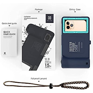 Nisso Professional Snorkeling Underwater Phone case Swimming Diving Case Photo Video Waterproof Protective Housing for Galaxy and iPhone Series Smartphones with Lanyard (Black-Blue)