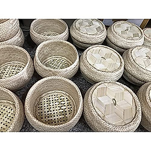 Charmmii Thai kra-tip sticky rice heart shape bamboo basket handmade steamers cookware - 6 inch for home decoration, restaurant or collectible item